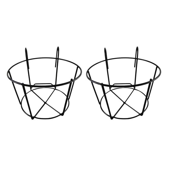 Other | 2 Pc Black Iron Fence Holder Hanging Railing Planters Outdoor ...